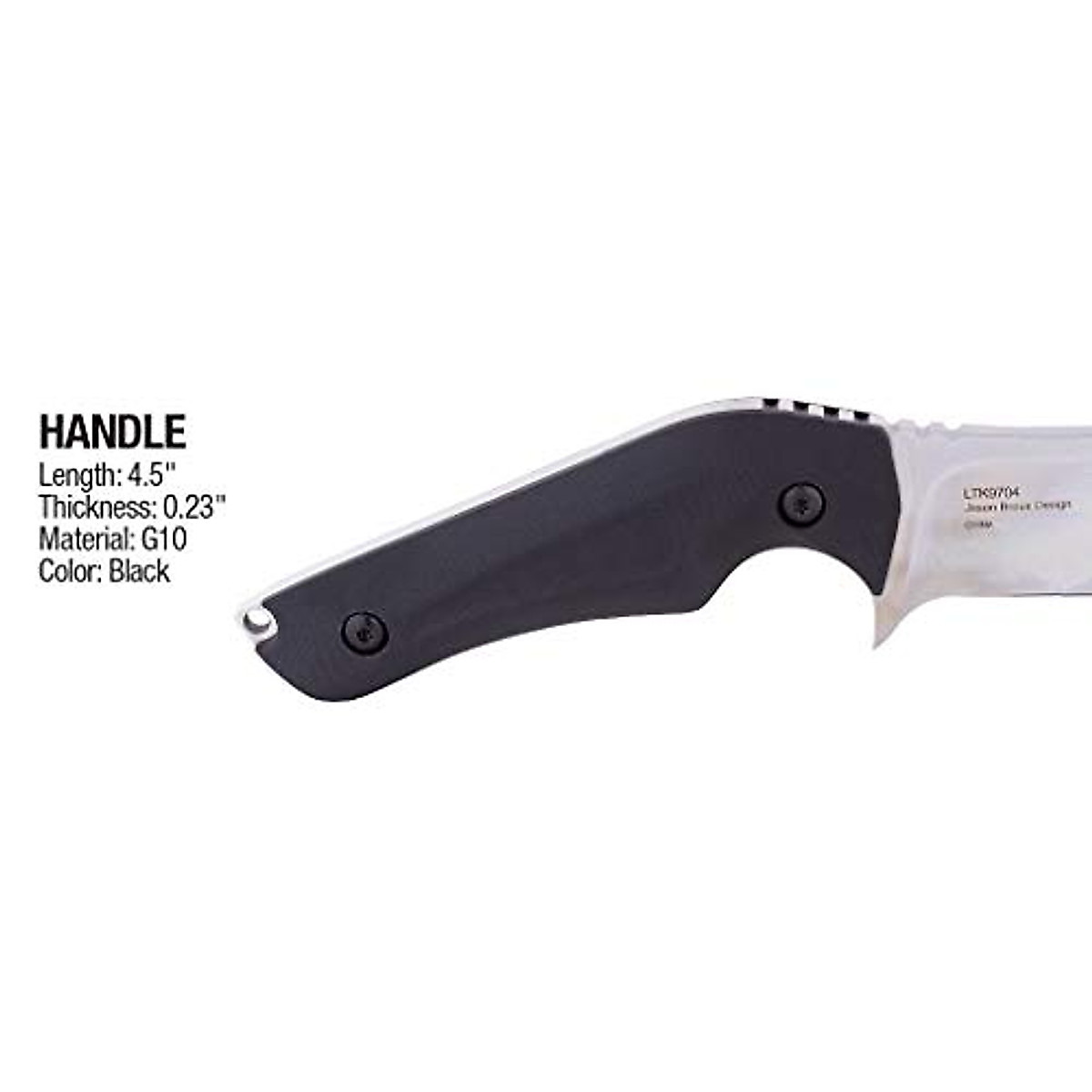 Luna Tech, LTK9704, 8.5In. Brous Tactical Knife, D2 Steel Fixed Blade, Grain Oriented 3D Machined G10 Handle, includes Lightweight Kydex Sheath with Clips