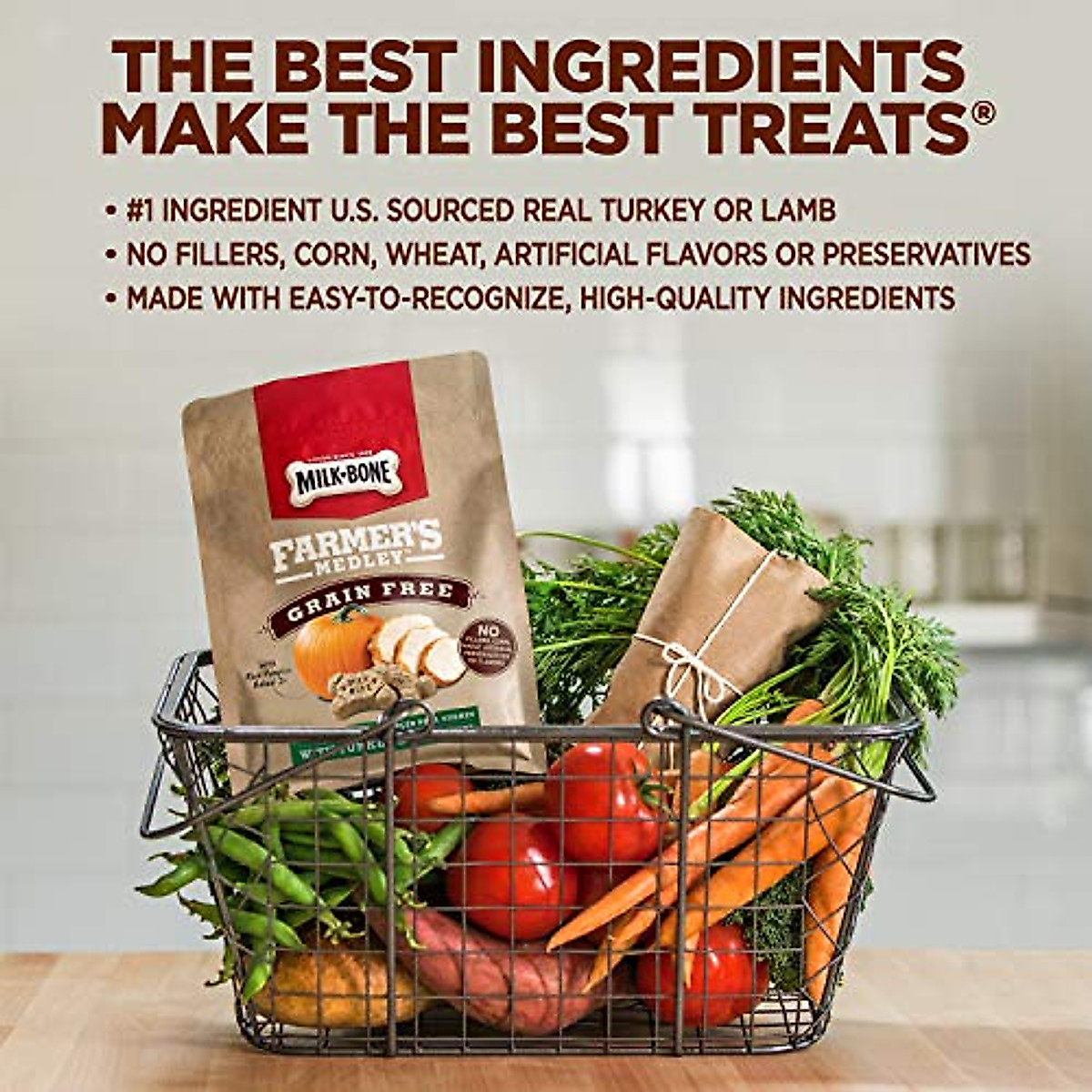 Milk-Bone Farmer's Medley Dog Treats, Turkey & Pumpkin, Brown,12 Ounces (Pack of 4), Grain Free