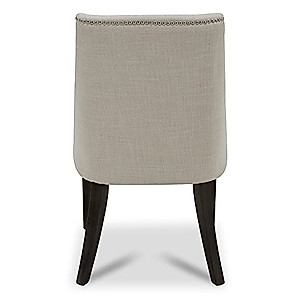 CHITA Farmhouse Dining Chairs with Nailhead Trim, Fabric High Back upholstered Chairs, Dining Room Chairs Set of 2,Linen