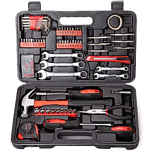 CARTMAN 148Piece Tool Set General Household Hand Tool Kit with Plastic Toolbox Storage Case Socket and Socket Wrench Sets