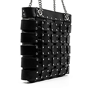 Time Resistance Leather Tote Bag for Women Shoulder Bag Handmade Black Purse