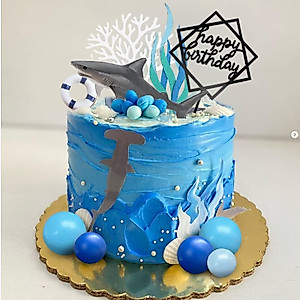 23 PCS Shark Cake Topper Shark Figurines Decoration Ball Cake Topper for Kids Baby Shower Ocean Theme Birthday Party (Blue)