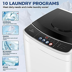 Nictemaw Portable Washing Machine, 15.6Lbs Capacity Full-Automatic Portable Washer, 2.1Cu.ft Washer and Dryer Combo with Drain Pump, 10 Wash Programs & 8 Water Levels for Apartment, Dorms, RV