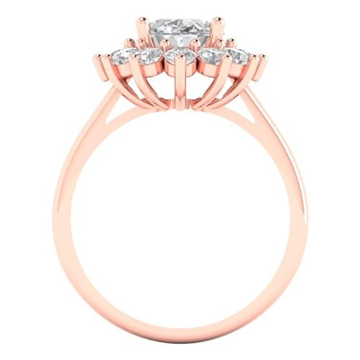 Clara Pucci 2.36 ct Oval Cut Solitaire W/Accent Halo Genuine Moissanite Wedding Promise Anniversary Bridal Ring 18K Rose Gold Size 6.5