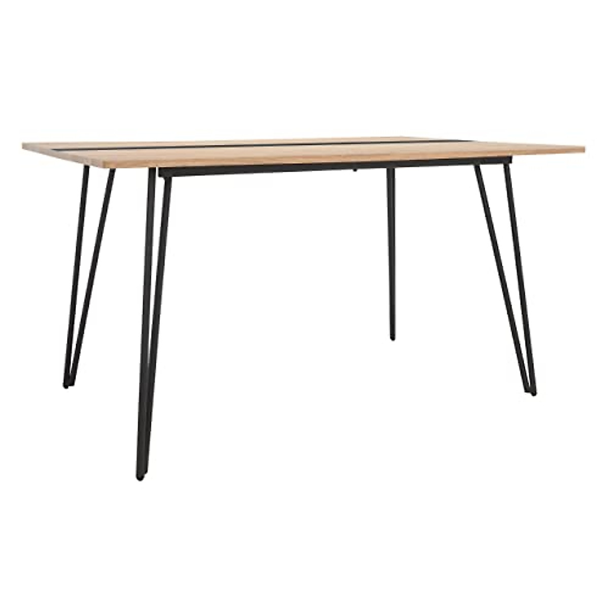 SAFAVIEH Home Collection Alarick Mid-Century Modern Natural/Black Hairpin Leg Dining Table