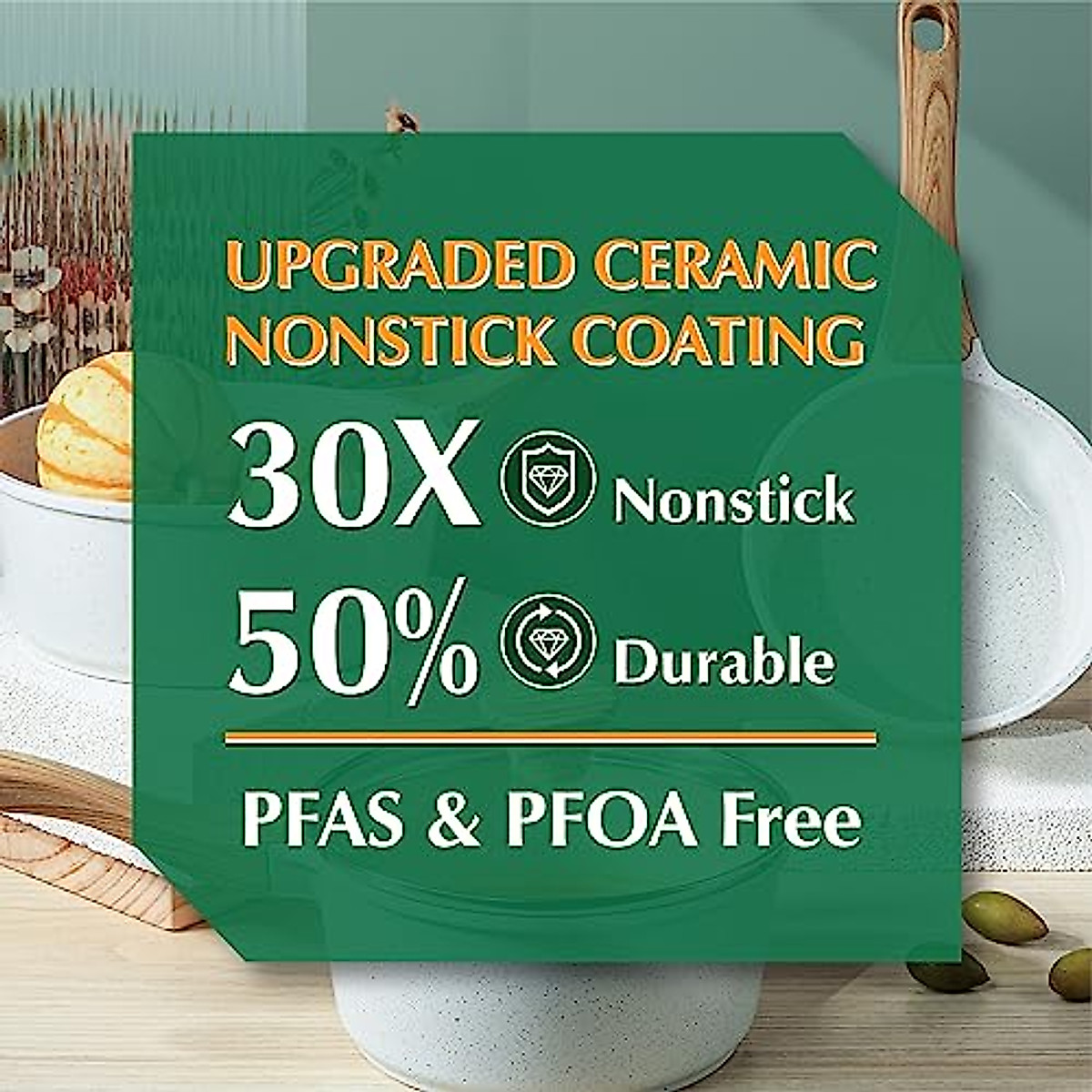 SENSARTE White Ceramic Nonstick Saucepan with Lid 2.5 QT, Small Cooking Pot with Stay Cool Handle, Induction Compatible Soup Pot, PFOA/PFAS Free