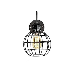 ACLBLK American Style Retro Wall Lamp Iron Art Lamp Home Decoration Wall Lamp Black E27 Balcony Garden Patio Villa Outdoor Light Lighting Fixtures Creative External Waterproof Wall Sconce