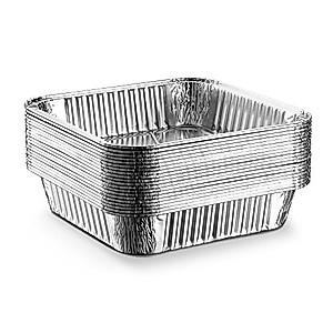 [20 Pack - 8"x8"] Propack Disposable Aluminum Foil Meal Prep Cookware Square Pans, Oven, Toaster, Grill, Cooking, Roasting, Broiling, Baking, Event, Take Out, Restaurant