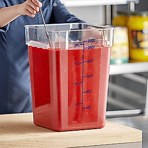 STEELUS 4 Pack Food Storage Containers, 22 Quart with Lids, Square Commercial Containers with Scale, Clear NSF Food Organizing, Polycarbonate