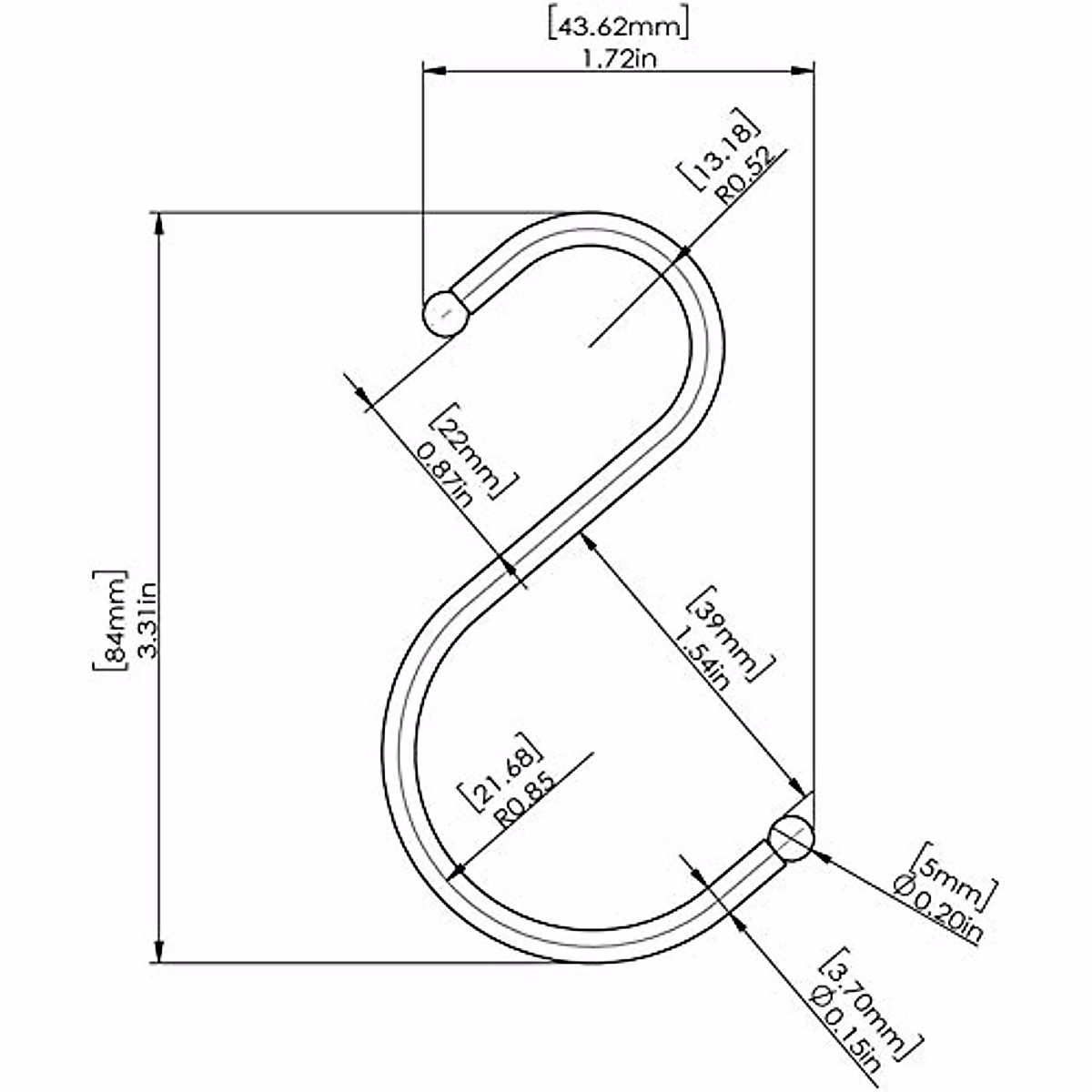 Powerful Metal S-Shaped Silver Hooks Hangers Heavy-Duty Stainless Steel Nickel Hanger Storage Rack for Closet, Work Shop, Bathroom, Garden, House Kitchen (20 Pack)