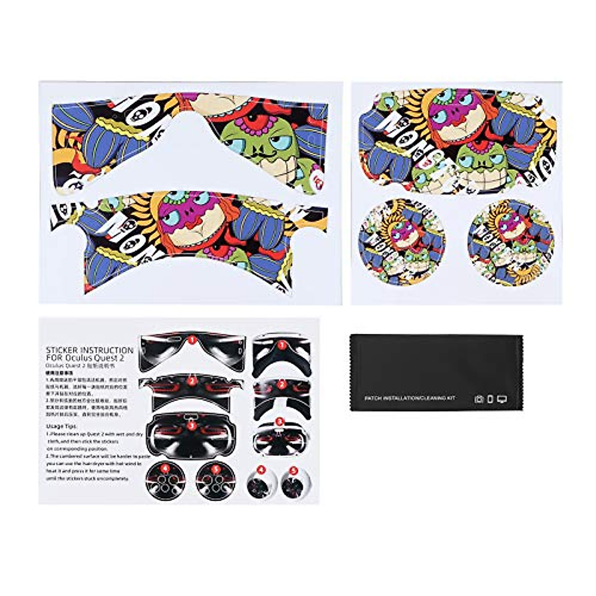 Mxzzand Scratchesproof, VR Headset Stickers, Comfortable, High Performance, VR Controller Headset Stickers,for Oculus Quest 2 Vr Gaming Glasses(Monster League)