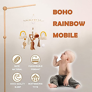 Boho Rainbow Mobile, Muulaii Neutral Baby Crib Mobile, Baby Mobile for Crib, Handmade Baby Mobile, Macrame Rainbow Baby Mobile, Rainbow Baby Mobile Baby Crib Mobile Kids Room Nursery Decor