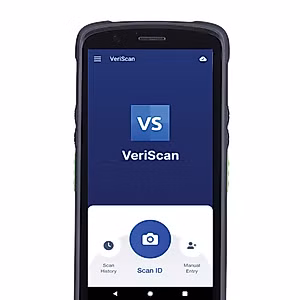 IDWare 9000 ID Passport Scanner – Touchless Handheld Scanning Solution with VeriScan Basic Software for Age Verification & Visitor Management – Free Charging Cradle, Screen Protector & Wrist Strap