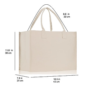 VANESSA ROSELLA Personalized Gift Monogram Initial 100% Cotton Chic Tote Bag for Women - Navy (L)