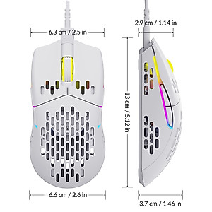 Keychron M1 Wired Gaming Mouse PMW3389 Sensor 16,000 DPI, 68g Ultra-Lightweight, On-Board Memory, RGB Backlit, PC/Mac (White)