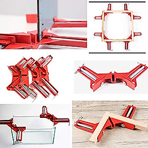 Corner Clamps for Woodworking, 90 Degree Right Angle Clamps Corner Clamp Woodworking Set of 4, Adjustable Corner Square Clamp for Picture Frames Welding Fish-tanks Cabinets Shelf Holder DIY Hand Tool