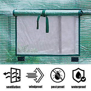Walk-in Greenhouse 77x56x30 in 2 Windows 3 Tiers 4 Shelves 8 Net Rack Buckles Hot House Roll Up Zipper Door Plant Gardening Portable Green House for Indoor Outdoor Use Extra Anchors & Wind Ropes