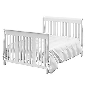 Storkcraft Portofino 5-in-1 Convertible Crib and Changer (White) – Changing Table Combo with Drawer, Converts to Toddler Bed, Daybed Full-Size Storage Drawer