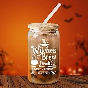 NewEleven Witchy Gifts for Women, Witch Gifts, Witch Stuff, Witch Accessories - Birthday Halloween Gifts for Women Witches Wiccan Her Friend Sister Daughter Female - 16 Oz Coffee Glass