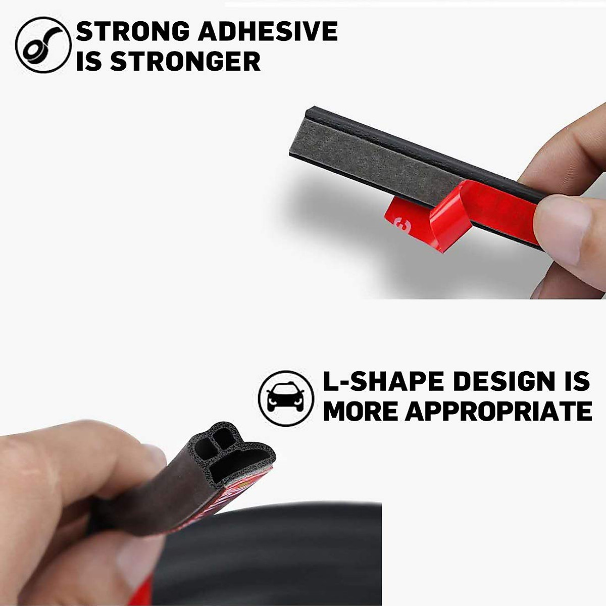 Car Weather Stripping,Universal Self Adhesive Auto Door Rubber Draft Seal Strip,Car Window Door Engine Cover Noise Insulation(47/100 Inch Wide X 2/5 Inch Thick X 33 Feet Long)