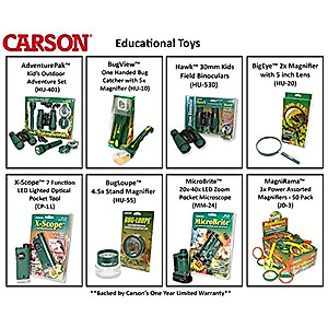 Carson Kids BugLoupe 4.5x Pre-Focused Stand Magnifier Loupe for Viewing Insects, Plants, Coins, Stamps, Maps, Fine Print and Wildlife (HU-55), Green, One Size
