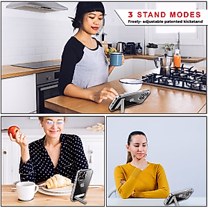 CEDO Kickstand Case for iPhone 13 Pro Max, 3-Way Mode Built-in Metal Stand Phone Case, Mil-Grade Shockproof Bumper, Transparent Acrylic & Slim Fit, Designed for iPhone 13 Pro Max, Crystal Clear