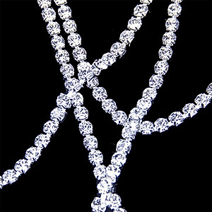 Aimimier Bohemian Rhinestone Multi Layers Leg Thigh Chain Shiny Tennis Chain Summer Beach Bikini Body Chain Crystal Sexy Body Jewelry for Women and Girls (Silver)