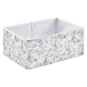 Kigai Purple Floral Pattern Rectangular Storage Bins - 16x11x7 In Large Foldable Storage Basket Fabric Storage Baskes Organizer for Toys, Books, Shelves, Closet, Home Decor