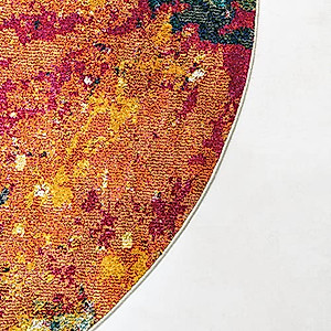 Unique Loom Estrella Collection Distressed, Floral, Abstract, Modern, Bright Colors Area Rug, 6' 0" x 6' 0", Multi/Blue