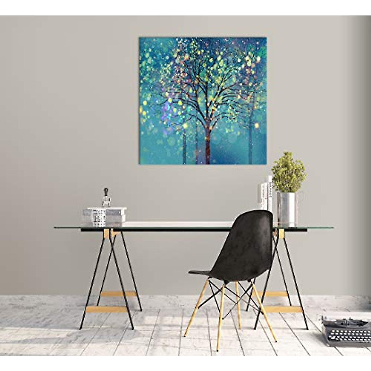 Teal Tree Wall Art Decor Tree of Life Modern Abstract Canvas Painting Prints Pictures Artwork Home Decor for Kitchen Living Room Dining Room