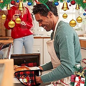 6 Pcs Red and Black Buffalo Plaid Pot Holders Heat Resistant Christmas Potholders with Pocket Reusable Oven Mitts Christmas Hot Pads for Kitchen Decoration Cooking Baking BBQ (Snowman)