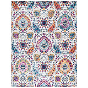 SAFAVIEH Madison Collection Area Rug - 8' x 10', Cream & Multi, Boho Chic Glam Paisley Design, Non-Shedding & Easy Care, Ideal for High Traffic Areas in Living Room, Bedroom (MAD600B)