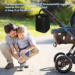 Breastmilk Cooler Bag with Ice Pack,Baby Bottle Cooler Bag Fits 4 Bottles Suitable for Nursing Mom Daycare,Insulated Lunch Bag,Double Deck Cooling Bag,Black