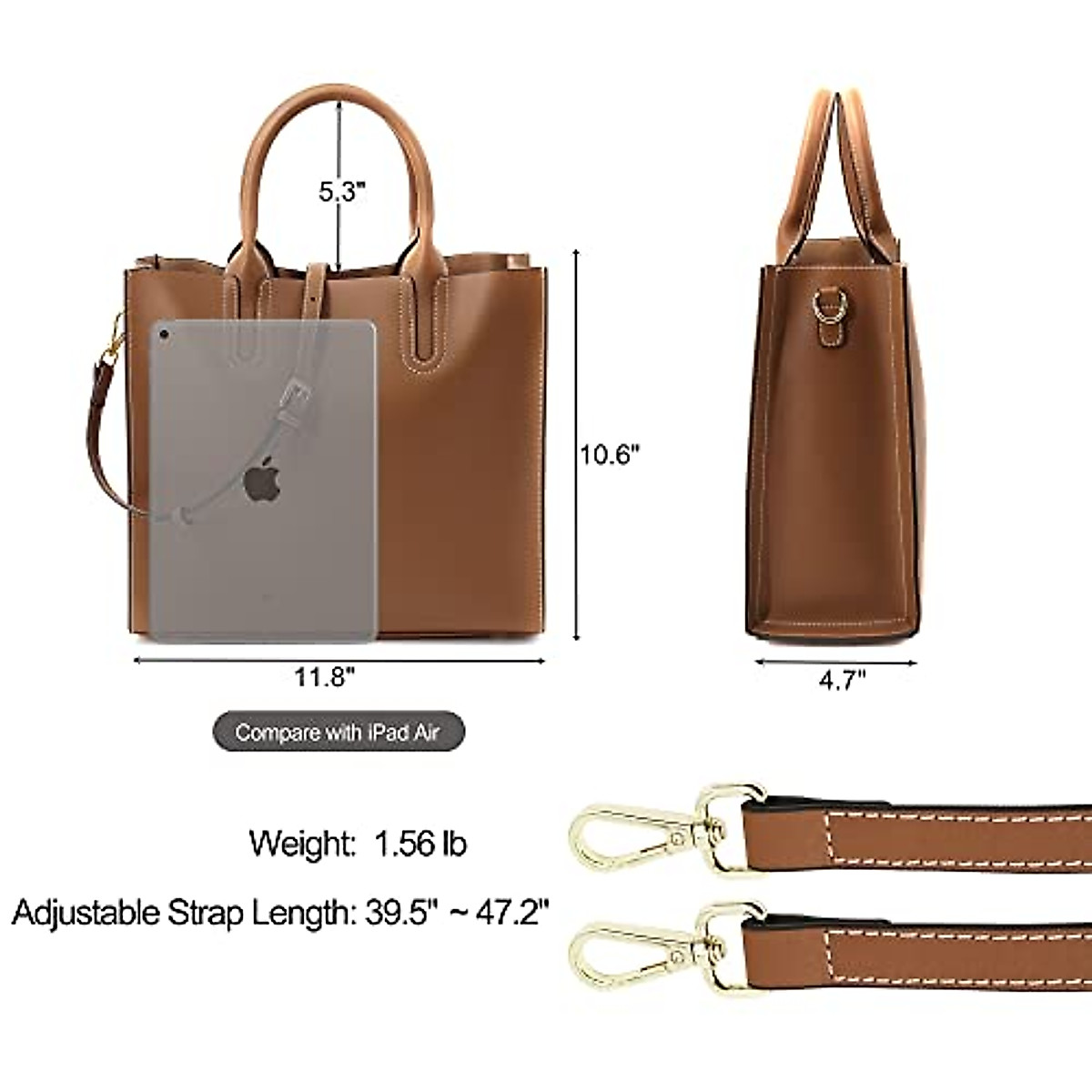 DE'EMILIA CONCEPT Top Handle Satchel Genuine Leather Tote Bag for Women, Soft Bucket Bag Shoulder Purse for Ladies and Girls Brown