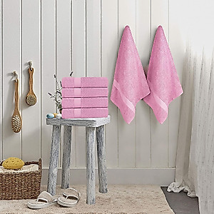 Simpli-Magic Bath Towels Set, 2 Bath Towels, 2 Hand Towels, and 6 Washcloths (10 Piece Set), Ring Spun Cotton Highly Absorbent Towels for Bathroom, Shower Towel (Pink)