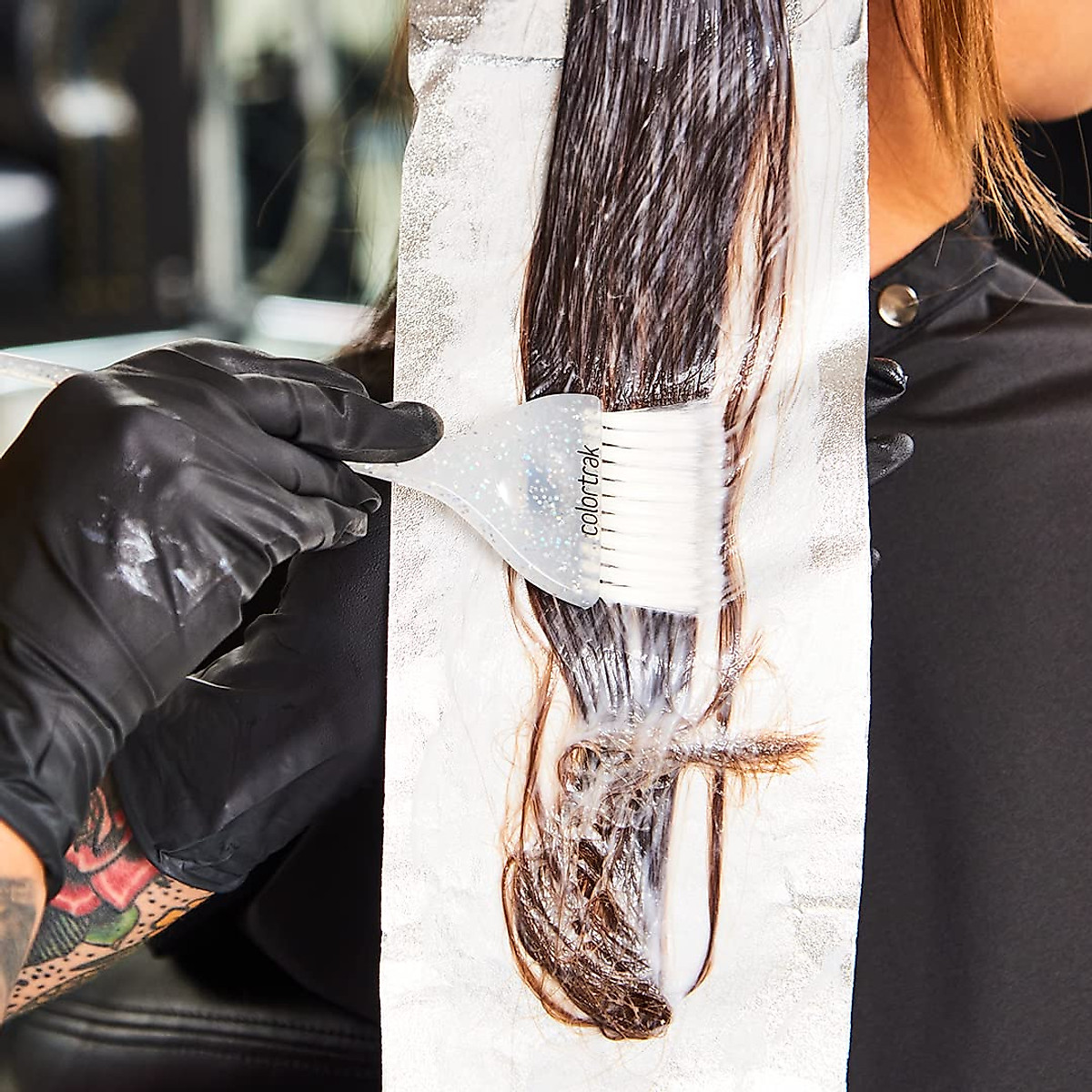 Colortrak Galaxy Glitter 2 Piece Hair Brush Set for Highlighting and Coloring Hair Sections, Includes 2.5 Inch Wide Celestial Glow Soft Bristle Brush, 3 Inch Wide Meteor Shower Stiff Bristle Brush