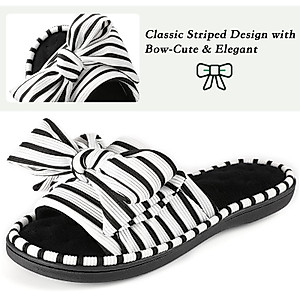 ULTRAIDEAS Women's Eurytides Slide Slippers Memory Foam House Shoes, Black, 5-6