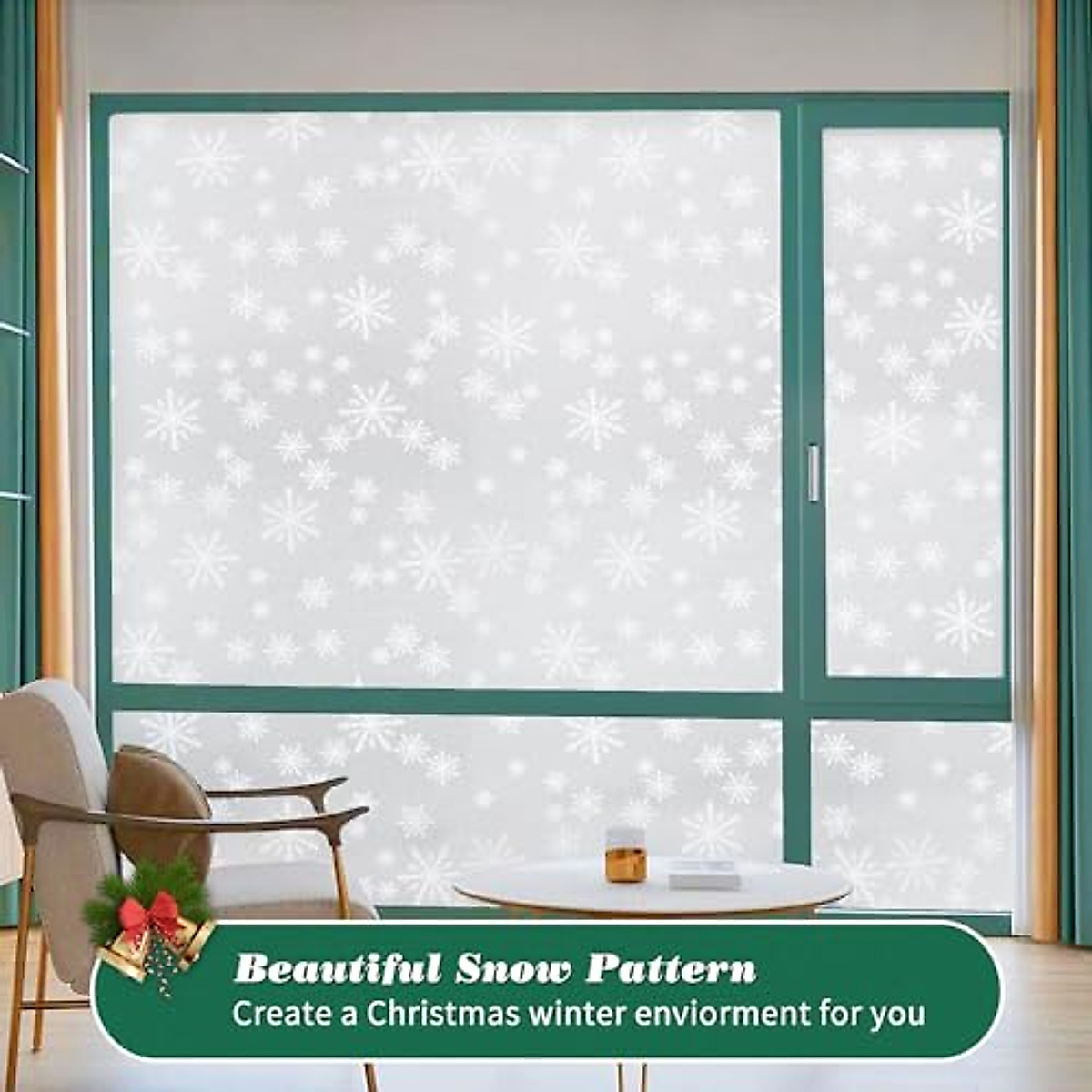 WPCTEV Window Film Non Adhesive Frosted Film Privacy Window Sticker Self Static Cling Vinly Glass Film Anti UV Decorative for Home Office Snowflakes 17.7 Inch x 6.5 Feet