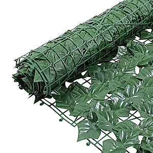 Boshen 1Pcs 118 x 39 Inch Artificial Faux Ivy Privacy Fence Outdoor Ivy Leaf Fence Privacy Screen Faux Greenery Decorative Privacy Panels Vine Leaf Decoration for Garden Porch Patio Balcony