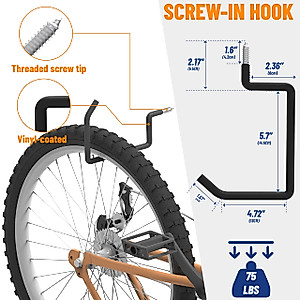 unp POETISKE Screw in Ladder Bike Hooks Ceiling Hanger Wall Mounted Bicycle Chair Garage Organization Heavy Duty Vinyl Coated 4Pack