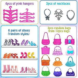 EuTengHao Doll Winter Coat Clothes Accessories for 11.5'' Girl Doll Include Doll Shoes Winter Fashion Coat Jacket Tops Jeans Dress Hat with Hangers Necklaces Bags for Girls Xmas Gift