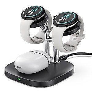 Swanscout Dual Watch Charger for Pixel Watch Only, 2 in 1 Wireless Charger Stand for Google Pixel Watch, Charging Dock Station for Pixel Buds Pro (Not for Pixel Watch 2)