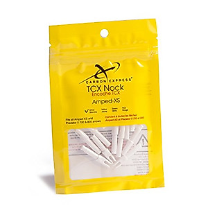 Carbon Express Amped-XS TCX Nock (Fits Amped-XS and Predator II Youth 700 & 800), 12-Pack, White