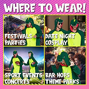 Funziez! Dinosaur Costume - Trex Cosplay - Reptile One Piece Pajama (Green Dinosaur, XL)