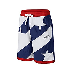 Nike Dri-Fit Throwback Men's Basketball Athletic Shorts American Flag, Blue Void/White/University Red/Blue Void, Large