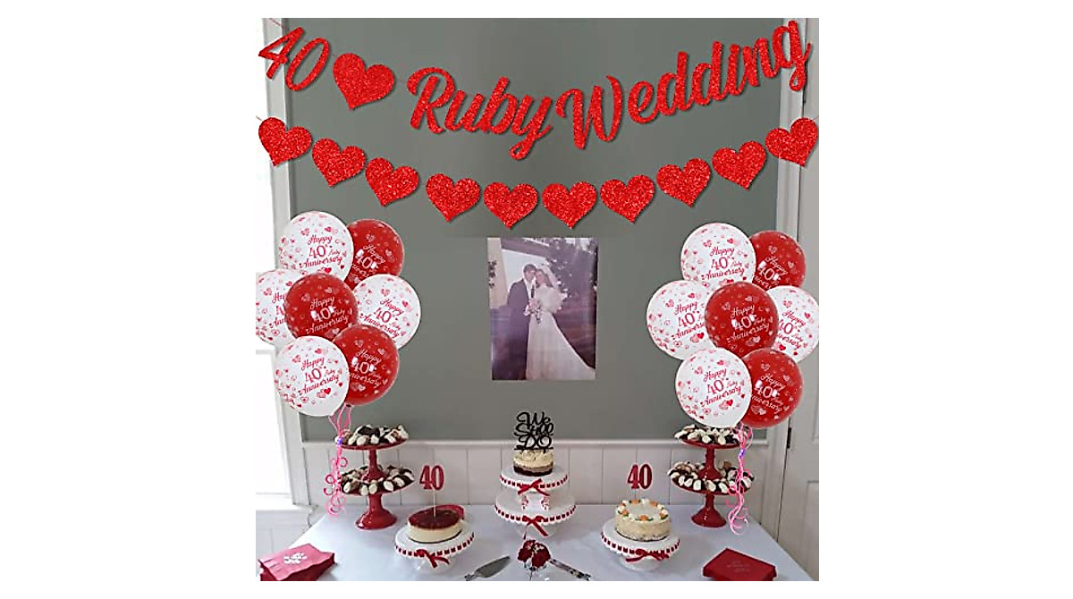 40th Ruby Wedding Decorations Set for 40th Anniversary Party