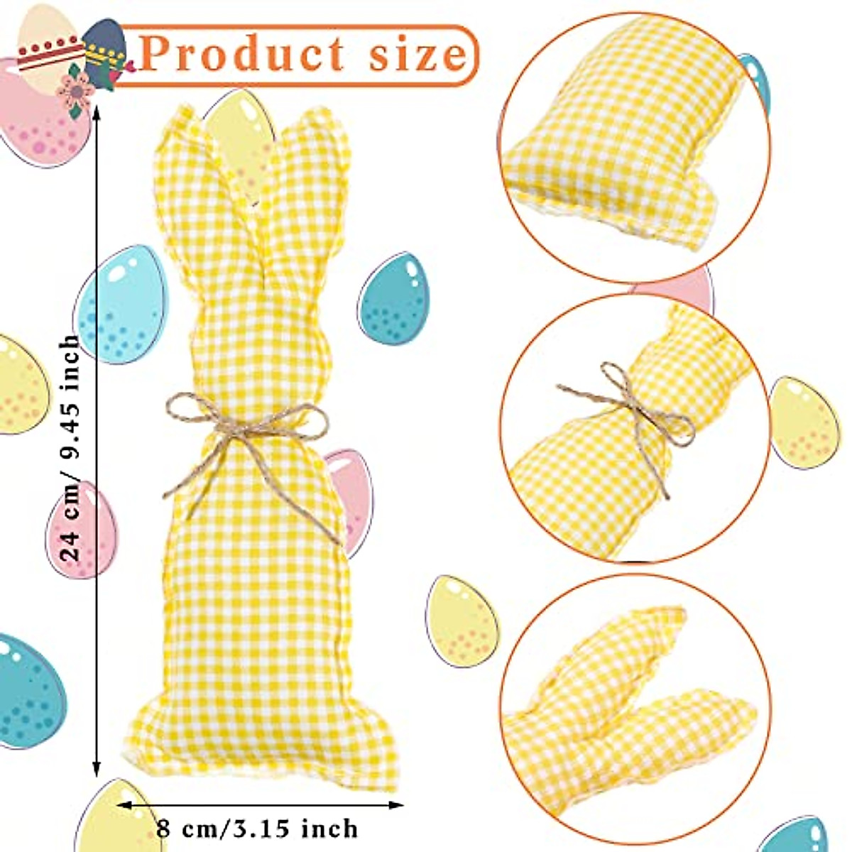 4 Pieces Easter Decor Farmhouse Rustic Bunny Decor Stuffed Bunny Ornaments Easter Centerpiece Decorations Easter Rabbit Figurine for Easter Basket Fillers Tiered Trays (Chic Style)