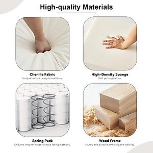 Linyuanwai Chenille 4-Seater Sofa Couch, Comfy Oversized Cloud Couch with Deep Seat and 6 Pillows Lounge Upholstered Large Sofa for Living Room Bedroom Office Apartment (White)