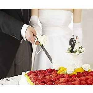 Handmade White Rose Wedding Cake Knife Shovel Server 2 Piece Set of Wedding Site Props