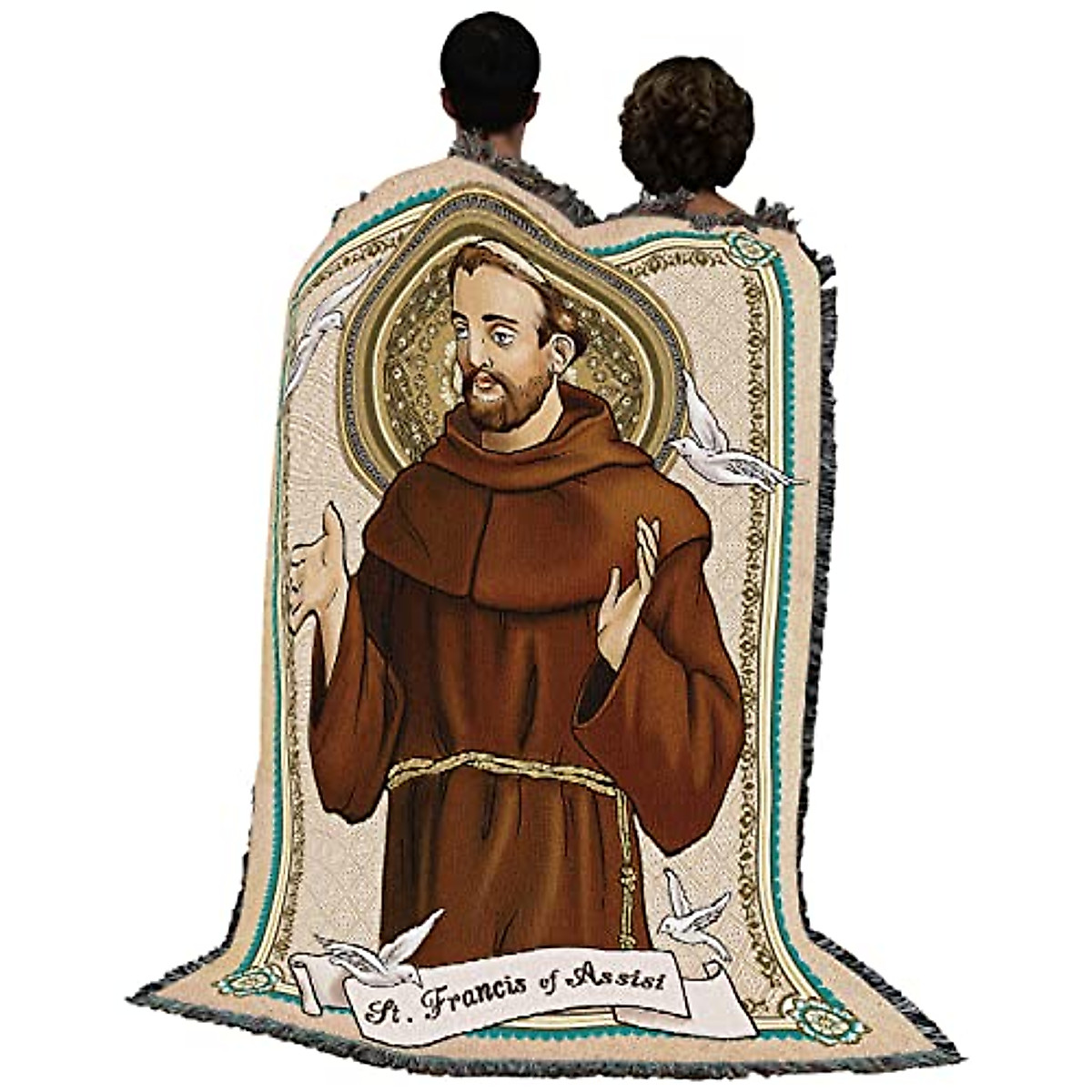 Pure Country Weavers Saint Francis of Assisi Blanket - Patron of Animals, Merchants & Ecology - Religious Gift Tapestry Throw Woven from Cotton - Made in The USA (72x54)